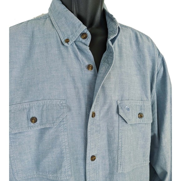 Carhartt | Shirts | Carhartt Relaxed Fit Mens Lg Blue Denim Long Sleeve ...